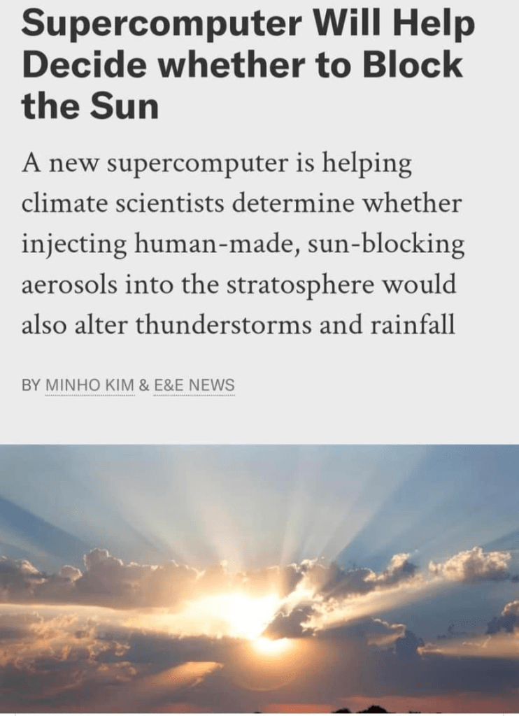Supercomputer will help decide whether to block the sun - Actual Activists
